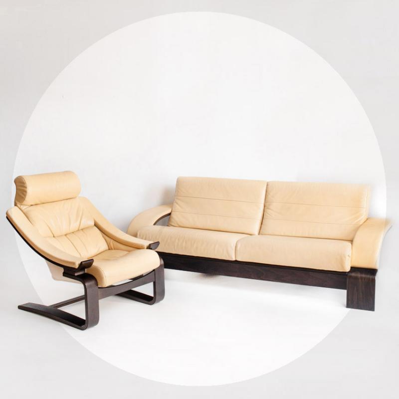 Conjunto de sofá + butaca "Kroken". Diseño de Åke Fribytter para Nelo ...